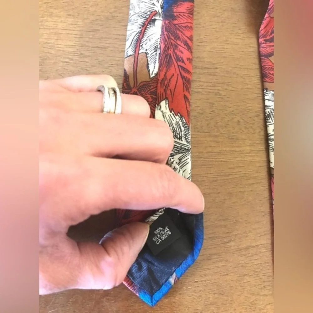 Accessories | Mens Floral Leaf Pattern Tie In Brown Red Blue And Silver ...